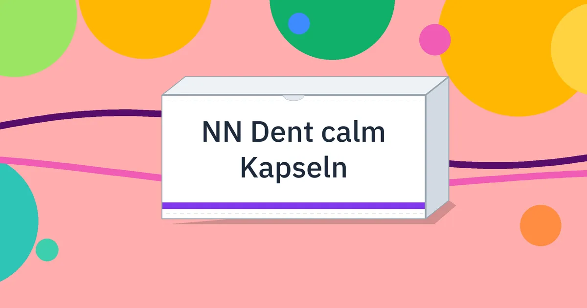 Symbolbild: Packung mit der Aufschrift NN Dent calm Kapseln (PZN 18240414) – Verfügbarkeit und Bezug in Apotheken in Frankfurt am Main
