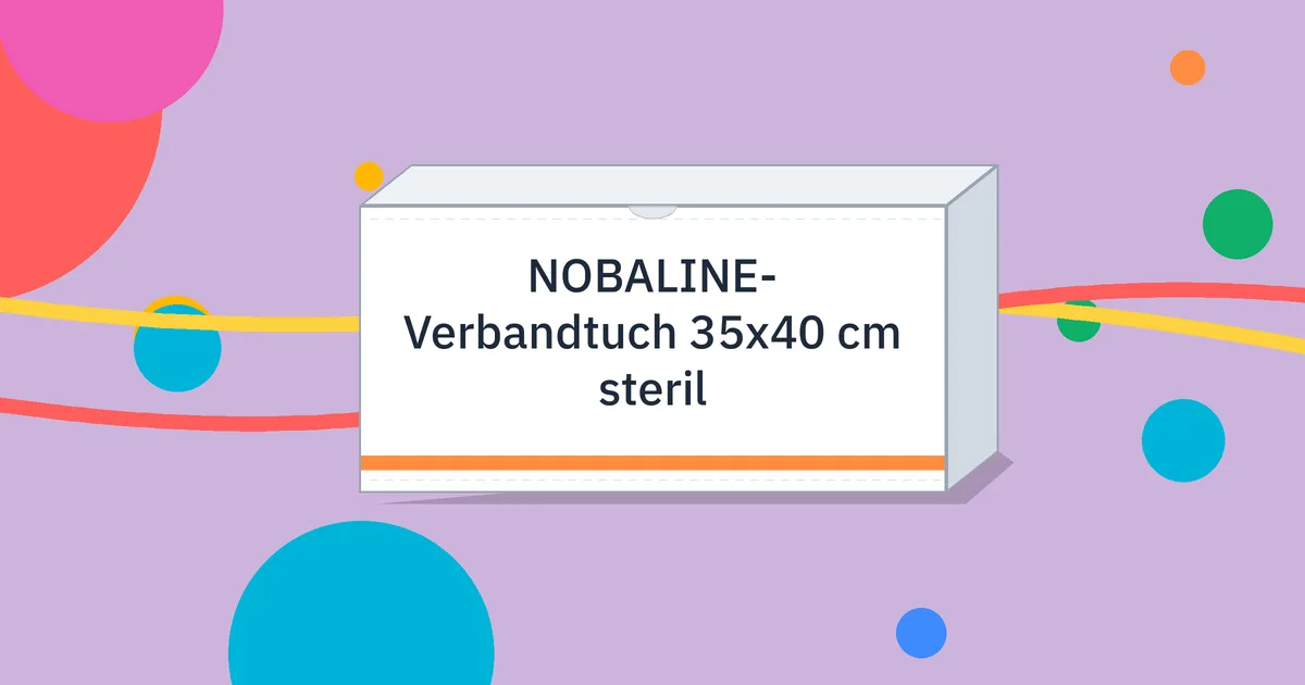 Symbolbild: Packung mit der Aufschrift NOBALINE-Verbandtuch 35x40 cm steril (PZN 12378436) – Verfügbarkeit und Bezug in Apotheken in Frankfurt am Main