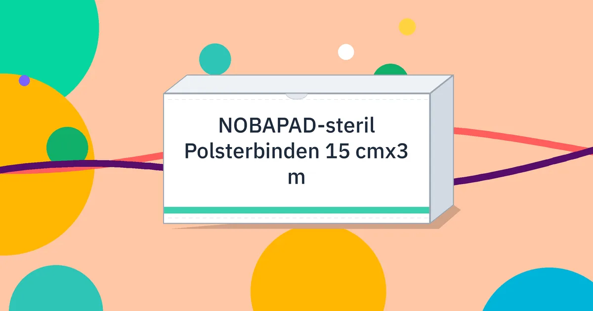 Symbolbild: Packung mit der Aufschrift NOBAPAD-steril Polsterbinden 15 cmx3 m (PZN 16029394) – Verfügbarkeit und Bezug in Apotheken in Frankfurt am Main