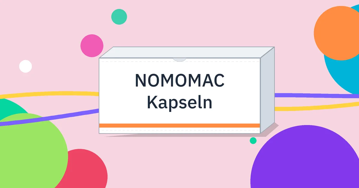 Symbolbild: Packung mit der Aufschrift NOMOMAC Kapseln (PZN 12409415) – Verfügbarkeit und Bezug in Apotheken in Frankfurt am Main