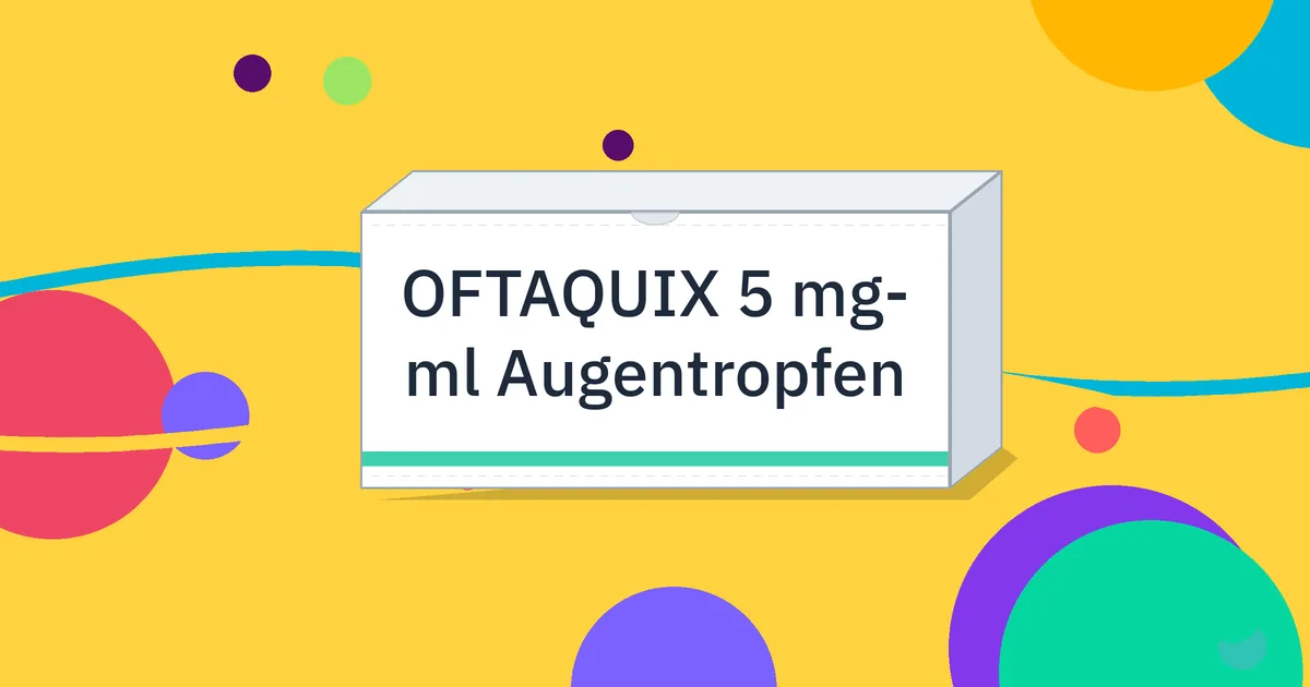 Symbolbild: Packung mit der Aufschrift OFTAQUIX 5 mg-ml Augentropfen (PZN 02451600) – Verfügbarkeit und Bezug in Apotheken in Frankfurt am Main