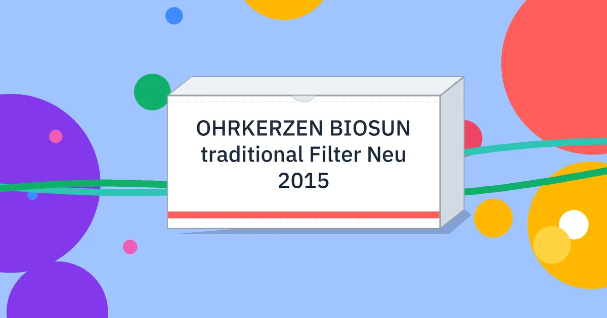 Symbolbild: Packung mit der Aufschrift OHRKERZEN BIOSUN traditional Filter Neu 2015 (PZN 11133307) – Verfügbarkeit und Bezug in Apotheken in Frankfurt am Main