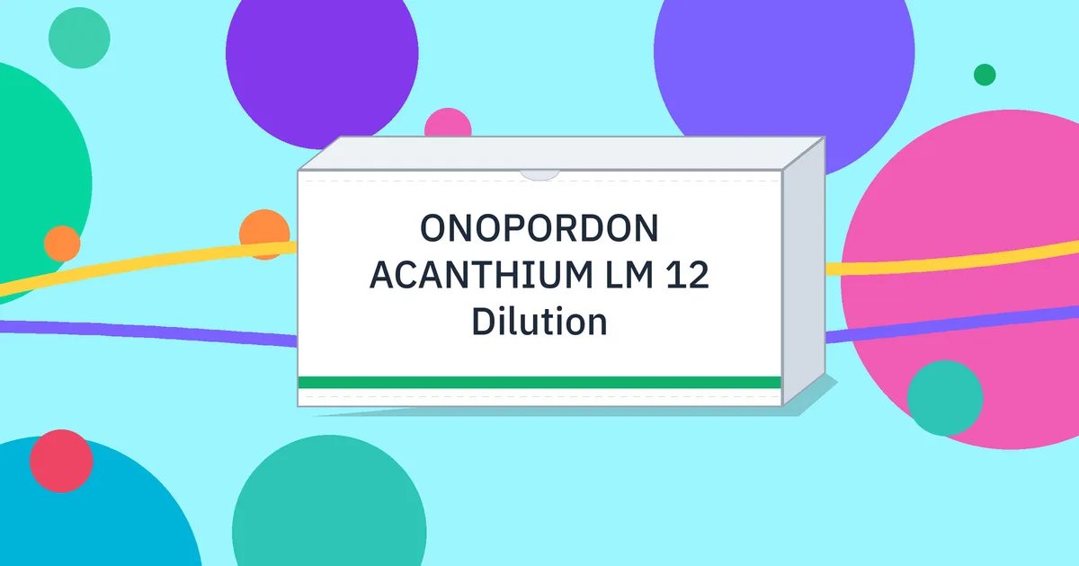 Symbolbild: Packung mit der Aufschrift ONOPORDON ACANTHIUM LM 12 Dilution (PZN 13626161) – Verfügbarkeit und Bezug in Apotheken in Frankfurt am Main