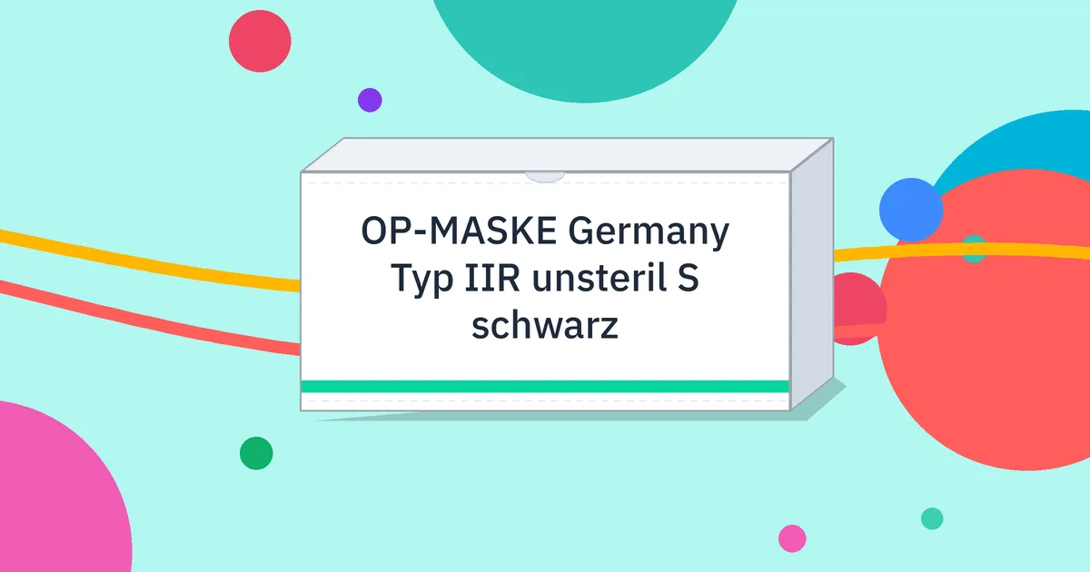 Symbolbild: Packung mit der Aufschrift OP-MASKE Germany Typ IIR unsteril S schwarz (PZN 17245208) – Verfügbarkeit und Bezug in Apotheken in Frankfurt am Main