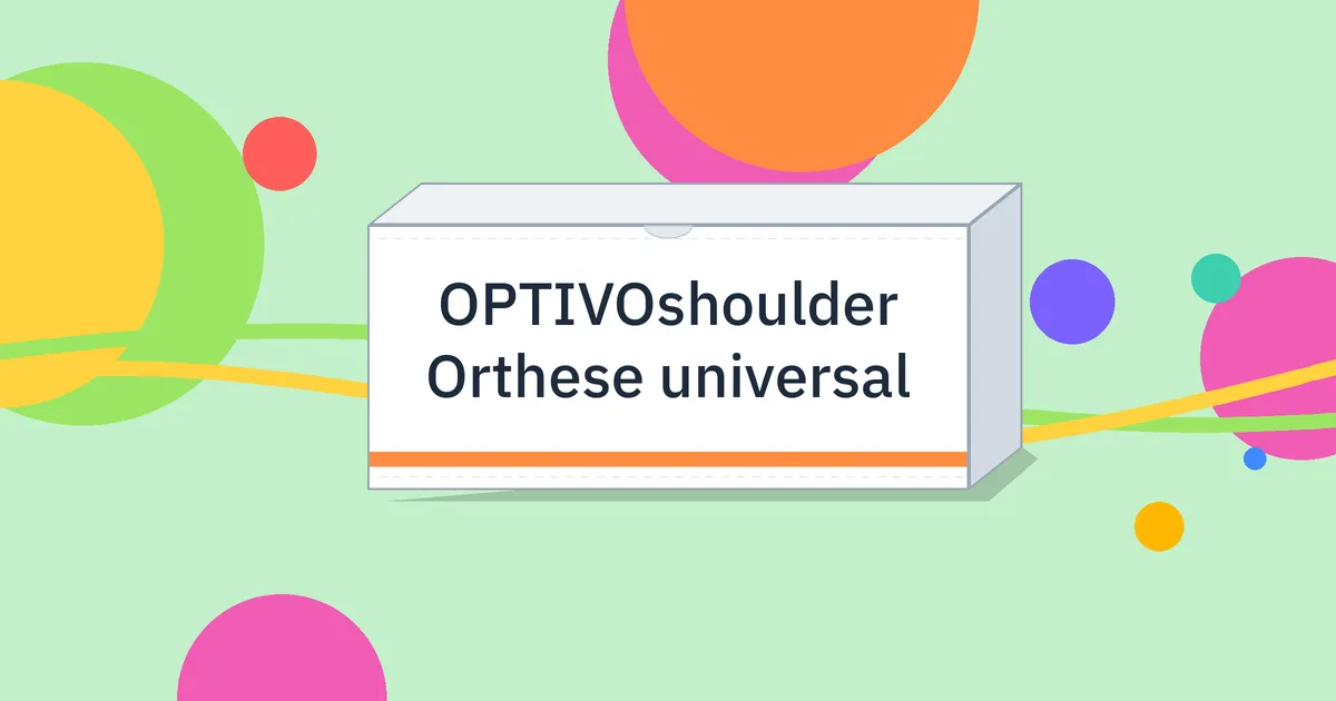 Symbolbild: Packung mit der Aufschrift OPTIVOshoulder Orthese universal (PZN 17519485) – Verfügbarkeit und Bezug in Apotheken in Frankfurt am Main