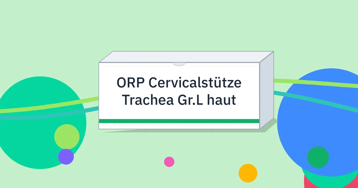 Symbolbild: Packung mit der Aufschrift ORP Cervicalstütze Trachea Gr.L haut (PZN 04900456) – Verfügbarkeit und Bezug in Apotheken in Frankfurt am Main