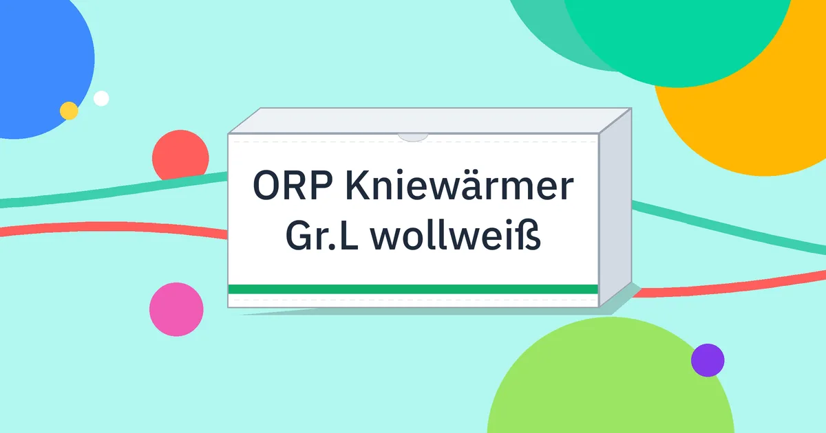 Symbolbild: Packung mit der Aufschrift ORP Kniewärmer Gr.L wollweiß (PZN 04901935) – Verfügbarkeit und Bezug in Apotheken in Frankfurt am Main