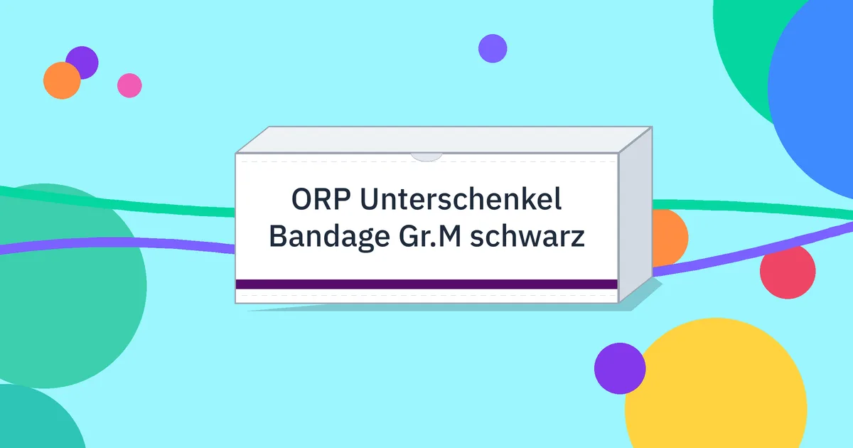 Symbolbild: Packung mit der Aufschrift ORP Unterschenkel Bandage Gr.M schwarz (PZN 04903213) – Verfügbarkeit und Bezug in Apotheken in Frankfurt am Main