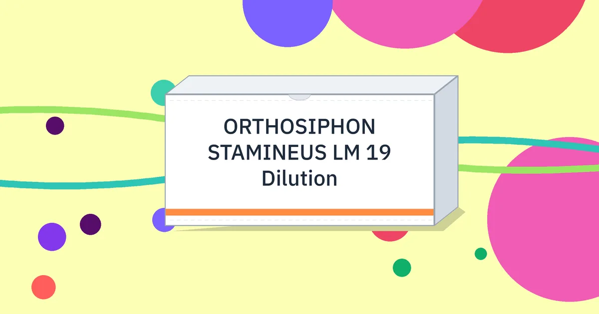 Symbolbild: Packung mit der Aufschrift ORTHOSIPHON STAMINEUS LM 19 Dilution (PZN 13628094) – Verfügbarkeit und Bezug in Apotheken in Frankfurt am Main