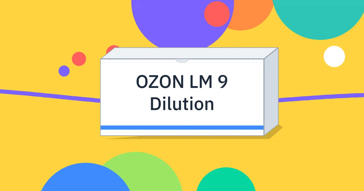 Symbolbild: Packung mit der Aufschrift OZON LM 9 Dilution (PZN 12974434) – Verfügbarkeit und Bezug in Apotheken in Frankfurt am Main