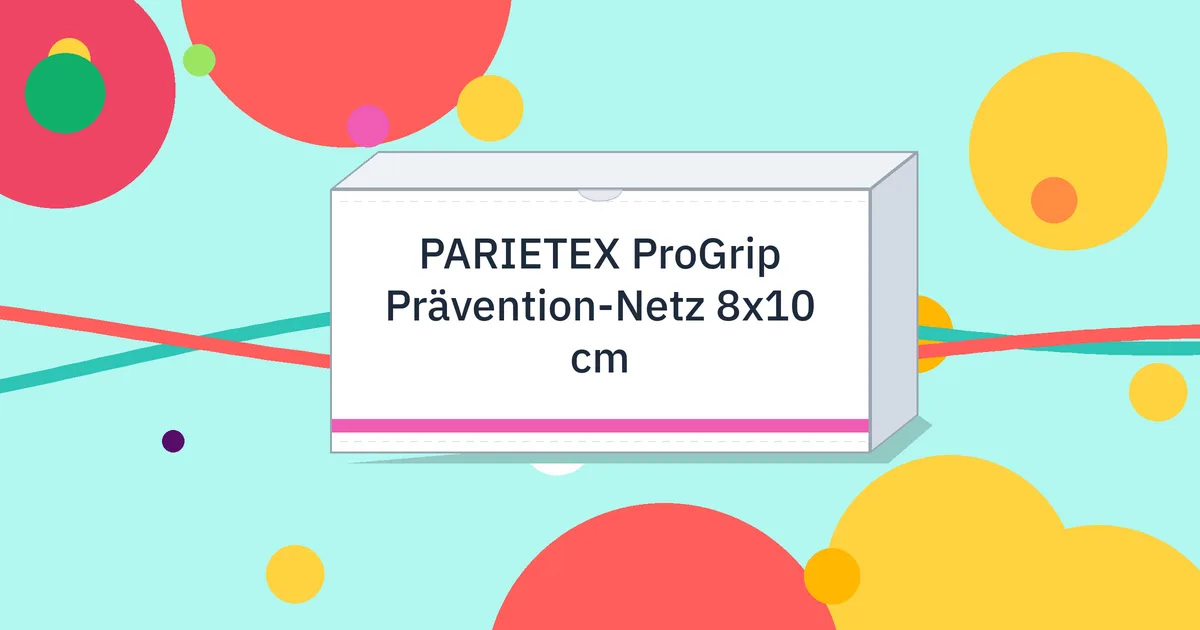 Symbolbild: Packung mit der Aufschrift PARIETEX ProGrip Prävention-Netz 8x10 cm (PZN 18258420) – Verfügbarkeit und Bezug in Apotheken in Frankfurt am Main