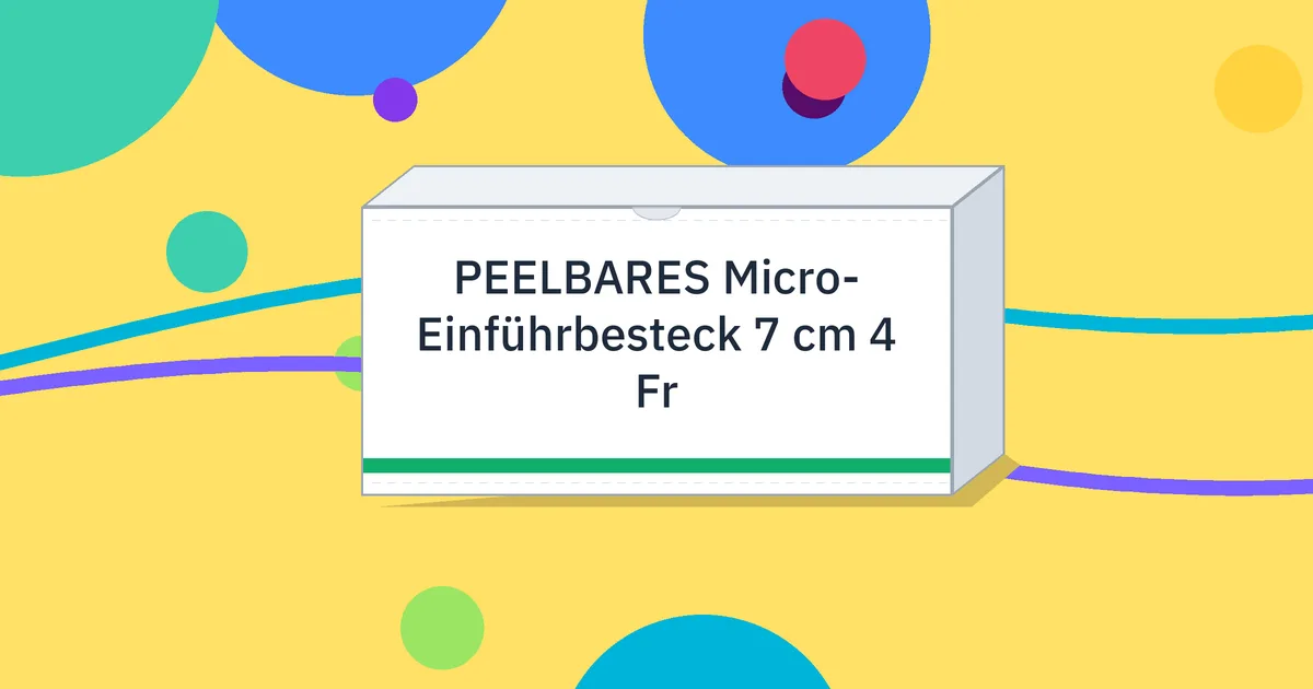 Symbolbild: Packung mit der Aufschrift PEELBARES Micro-Einführbesteck 7 cm 4 Fr (PZN 19235160) – Verfügbarkeit und Bezug in Apotheken in Frankfurt am Main