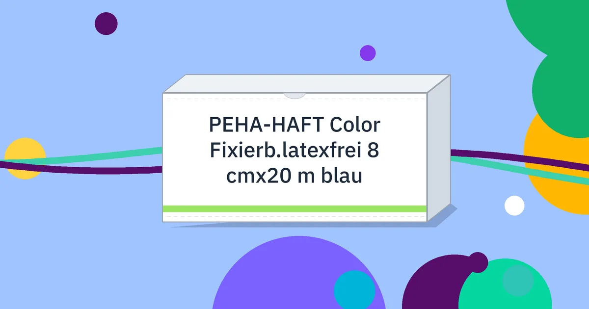 Symbolbild: Packung mit der Aufschrift PEHA-HAFT Color Fixierb.latexfrei 8 cmx20 m blau (PZN 19703201) – Verfügbarkeit und Bezug in Apotheken in Frankfurt am Main