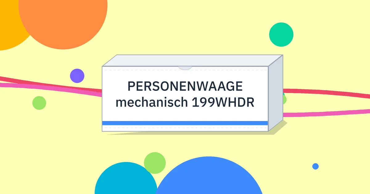 Symbolbild: Packung mit der Aufschrift PERSONENWAAGE mechanisch 199WHDR (PZN 09917208) – Verfügbarkeit und Bezug in Apotheken in Frankfurt am Main
