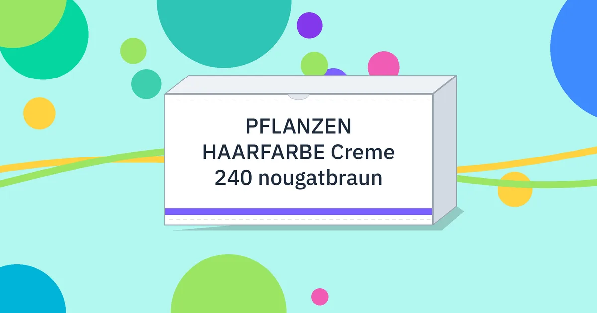 Symbolbild: Packung mit der Aufschrift PFLANZEN HAARFARBE Creme 240 nougatbraun (PZN 11034752) – Verfügbarkeit und Bezug in Apotheken in Frankfurt am Main