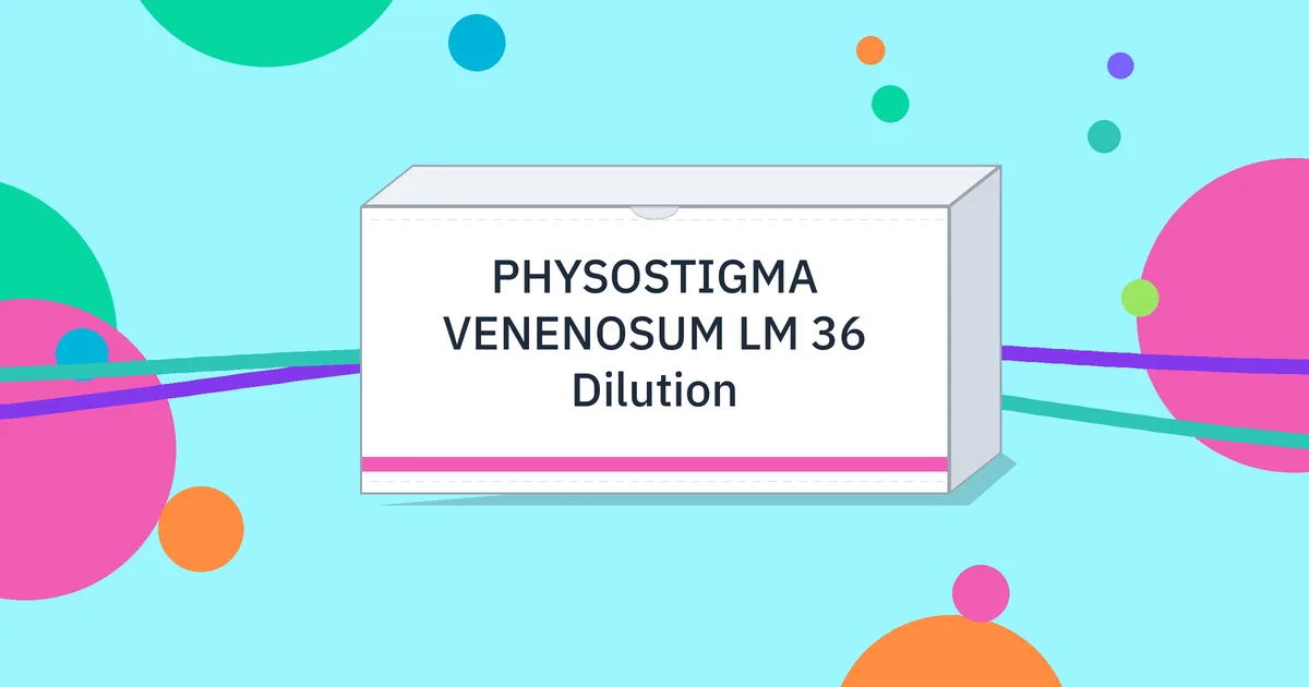 Symbolbild: Packung mit der Aufschrift PHYSOSTIGMA VENENOSUM LM 36 Dilution (PZN 13035572) – Verfügbarkeit und Bezug in Apotheken in Frankfurt am Main