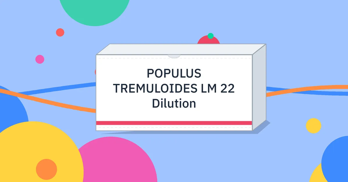 Symbolbild: Packung mit der Aufschrift POPULUS TREMULOIDES LM 22 Dilution (PZN 13664865) – Verfügbarkeit und Bezug in Apotheken in Frankfurt am Main