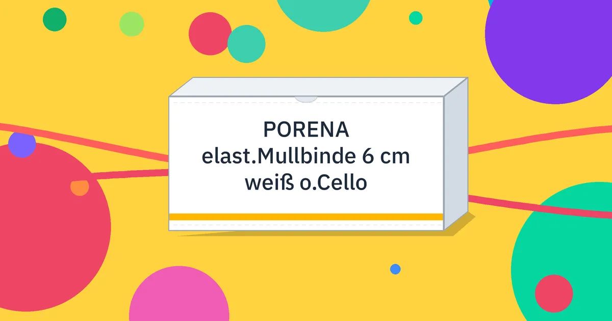 Symbolbild: Packung mit der Aufschrift PORENA elast.Mullbinde 6 cm weiß o.Cello (PZN 03289610) – Verfügbarkeit und Bezug in Apotheken in Frankfurt am Main