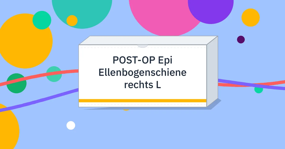 Symbolbild: Packung mit der Aufschrift POST-OP Epi Ellenbogenschiene rechts L (PZN 17849969) – Verfügbarkeit und Bezug in Apotheken in Frankfurt am Main