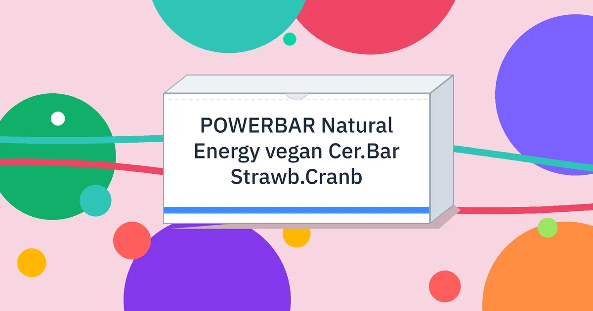 Symbolbild: Packung mit der Aufschrift POWERBAR Natural Energy vegan Cer.Bar Strawb.Cranb (PZN 12356883) – Verfügbarkeit und Bezug in Apotheken in Frankfurt am Main