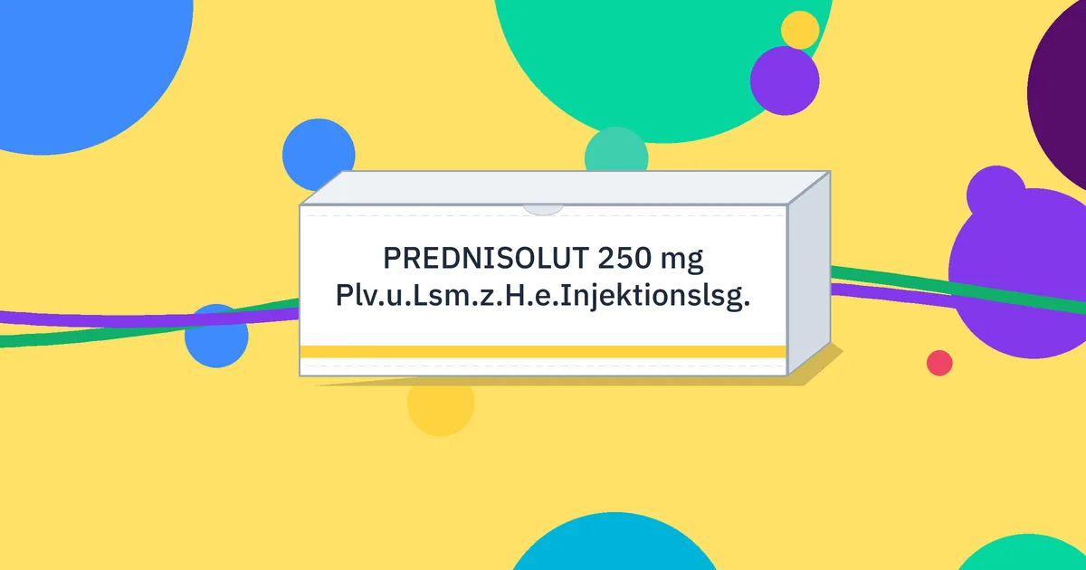 Symbolbild: Packung mit der Aufschrift PREDNISOLUT 250 mg Plv.u.Lsm.z.H.e.Injektionslsg. (PZN 00503445) – Verfügbarkeit und Bezug in Apotheken in Frankfurt am Main