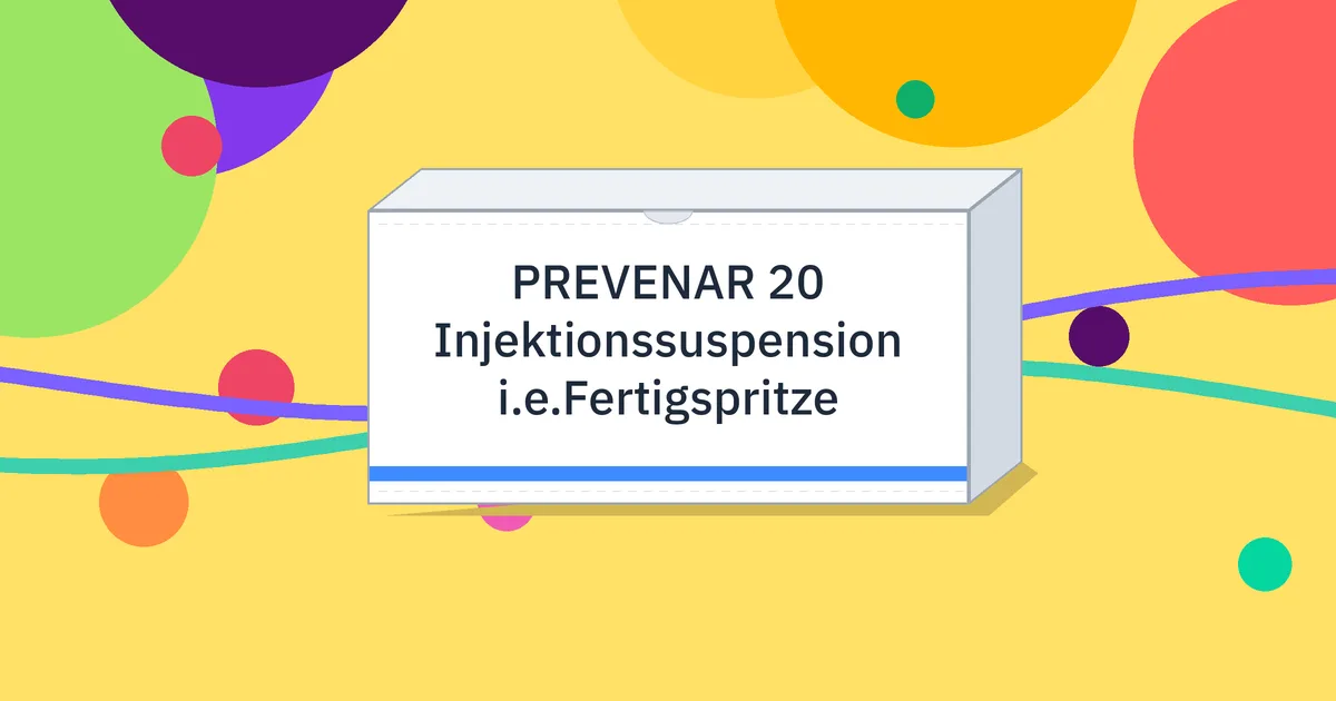 Symbolbild: Packung mit der Aufschrift PREVENAR 20 Injektionssuspension i.e.Fertigspritze (PZN 19196112) – Verfügbarkeit und Bezug in Apotheken in Frankfurt am Main