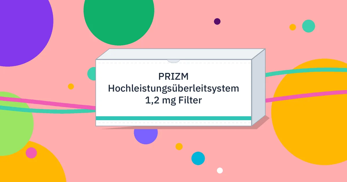 Symbolbild: Packung mit der Aufschrift PRIZM Hochleistungsüberleitsystem 1,2 mg Filter (PZN 09106119) – Verfügbarkeit und Bezug in Apotheken in Frankfurt am Main