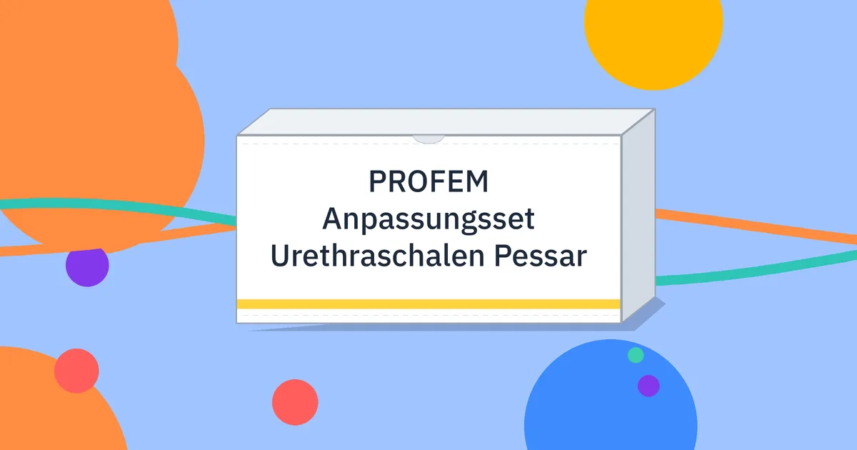 Symbolbild: Packung mit der Aufschrift PROFEM Anpassungsset Urethraschalen Pessar (PZN 18851566) – Verfügbarkeit und Bezug in Apotheken in Frankfurt am Main