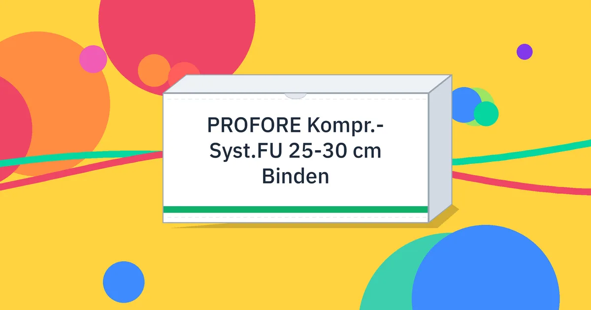 Symbolbild: Packung mit der Aufschrift PROFORE Kompr.-Syst.FU 25-30 cm Binden (PZN 01214559) – Verfügbarkeit und Bezug in Apotheken in Frankfurt am Main