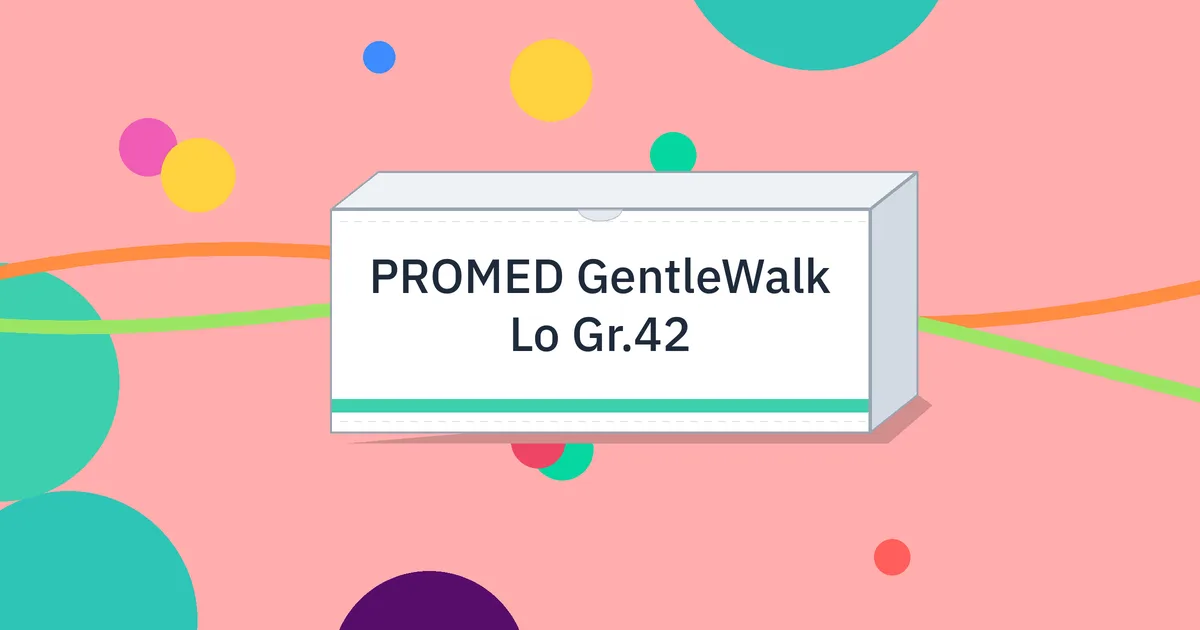 Symbolbild: Packung mit der Aufschrift PROMED GentleWalk Lo Gr.42 (PZN 07290136) – Verfügbarkeit und Bezug in Apotheken in Frankfurt am Main