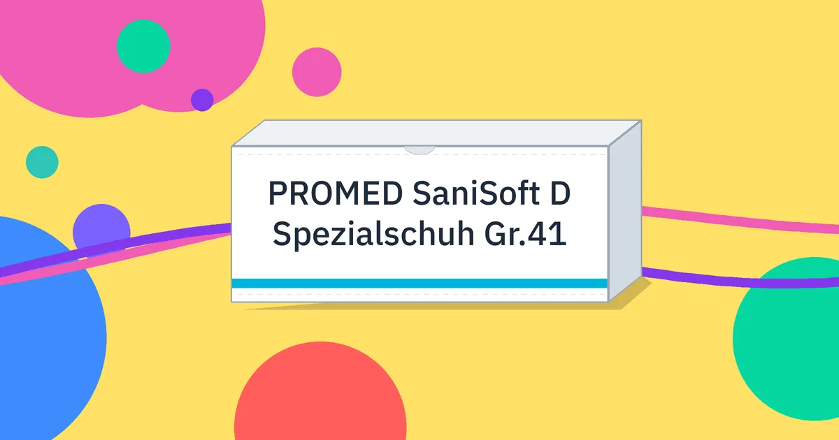 Symbolbild: Packung mit der Aufschrift PROMED SaniSoft D Spezialschuh Gr.41 (PZN 05482191) – Verfügbarkeit und Bezug in Apotheken in Frankfurt am Main