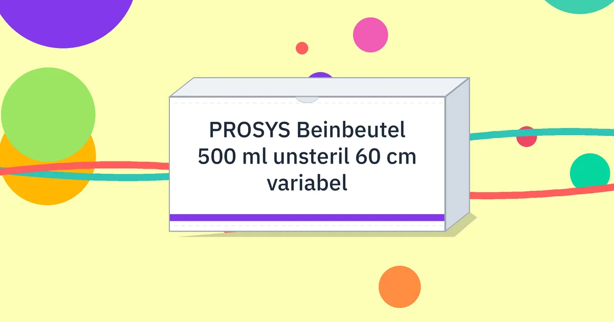 Symbolbild: Packung mit der Aufschrift PROSYS Beinbeutel 500 ml unsteril 60 cm variabel (PZN 11668712) – Verfügbarkeit und Bezug in Apotheken in Frankfurt am Main