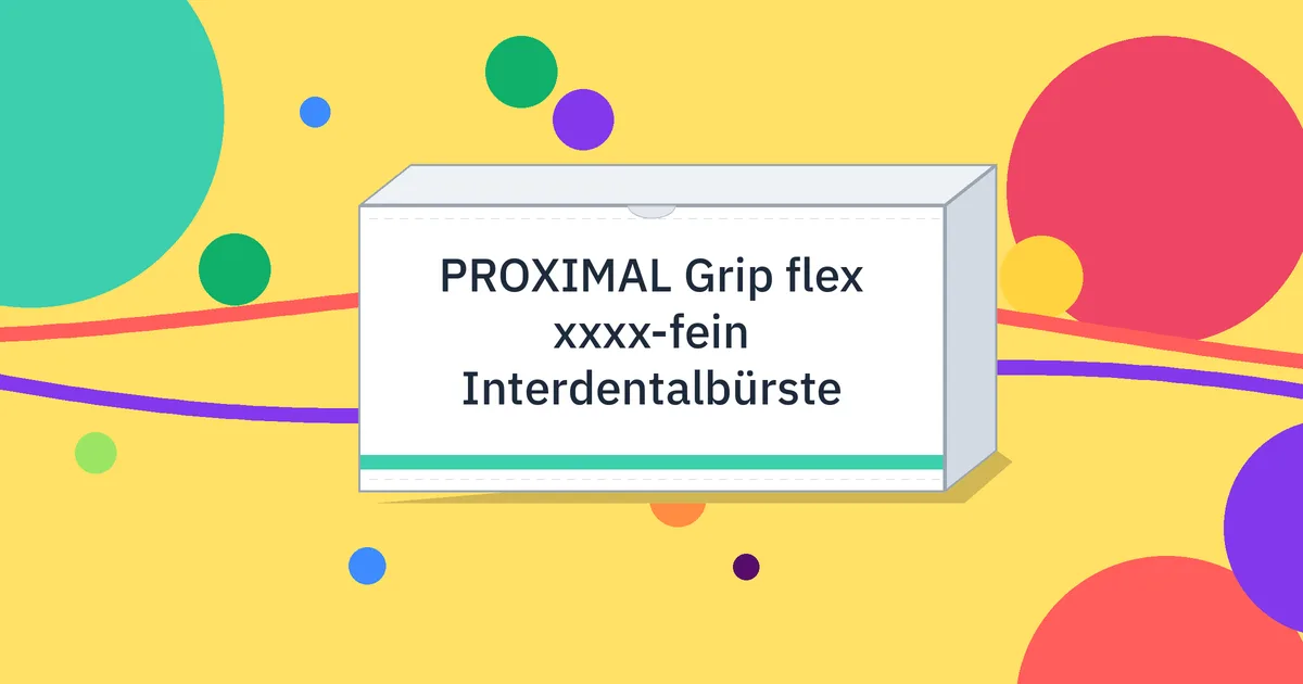 Symbolbild: Packung mit der Aufschrift PROXIMAL Grip flex xxxx-fein Interdentalbürste (PZN 06809808) – Verfügbarkeit und Bezug in Apotheken in Frankfurt am Main
