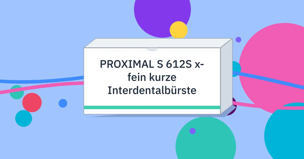 Symbolbild: Packung mit der Aufschrift PROXIMAL S 612S x-fein kurze Interdentalbürste (PZN 01354993) – Verfügbarkeit und Bezug in Apotheken in Frankfurt am Main