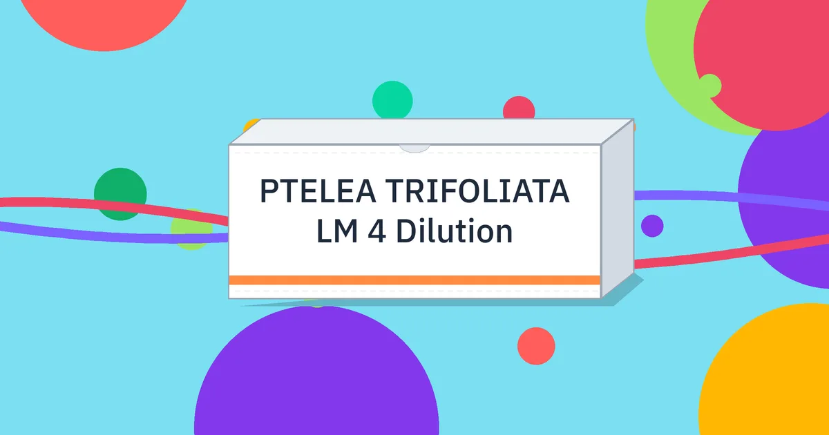 Symbolbild: Packung mit der Aufschrift PTELEA TRIFOLIATA LM 4 Dilution (PZN 13670251) – Verfügbarkeit und Bezug in Apotheken in Frankfurt am Main