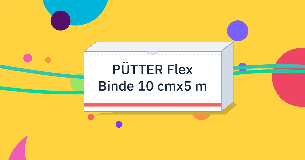 Symbolbild: Packung mit der Aufschrift PÜTTER Flex Binde 10 cmx5 m (PZN 20603692) – Verfügbarkeit und Bezug in Apotheken in Frankfurt am Main