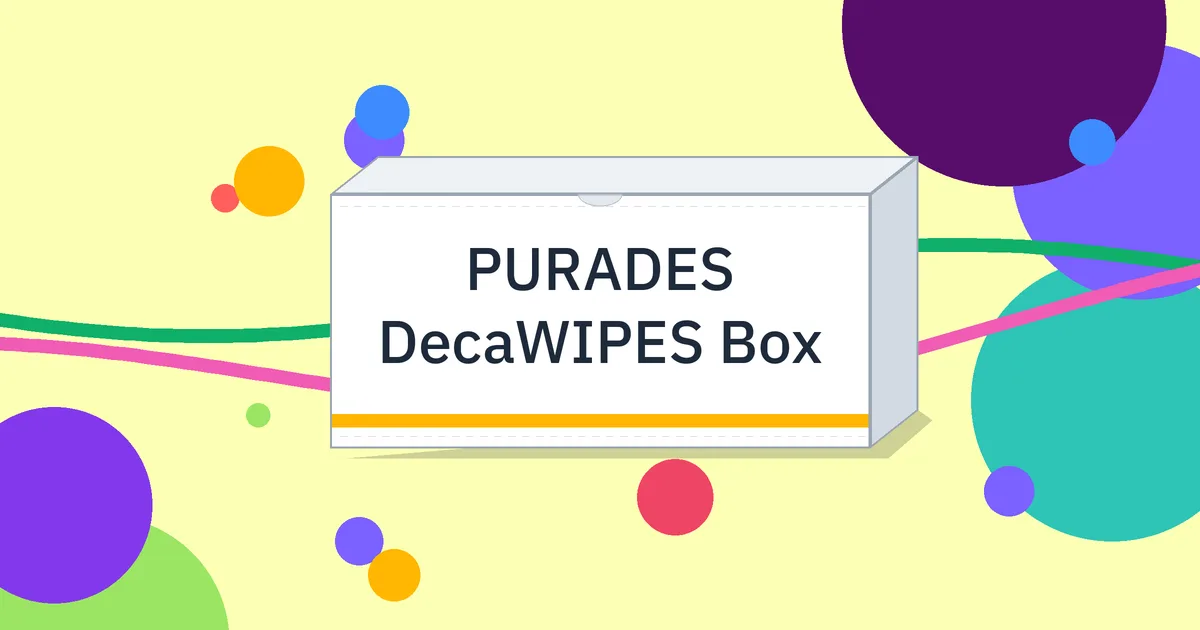 Symbolbild: Packung mit der Aufschrift PURADES DecaWIPES Box (PZN 14005521) – Verfügbarkeit und Bezug in Apotheken in Frankfurt am Main