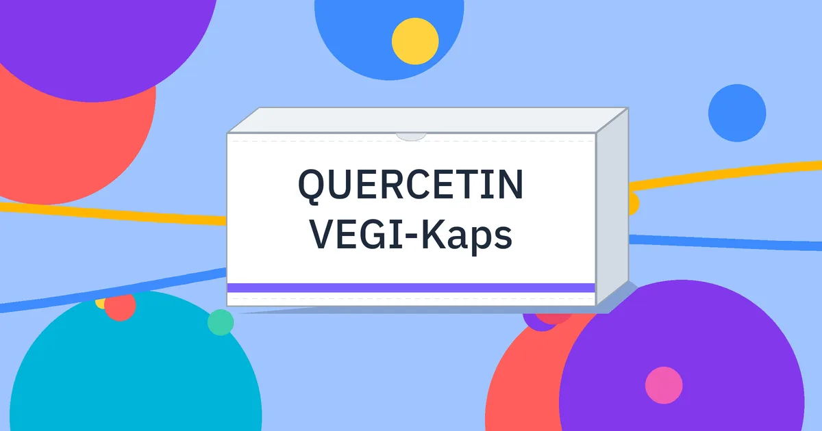 Symbolbild: Packung mit der Aufschrift QUERCETIN VEGI-Kaps (PZN 13982074) – Verfügbarkeit und Bezug in Apotheken in Frankfurt am Main