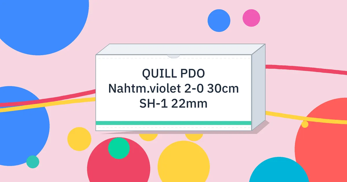 Symbolbild: Packung mit der Aufschrift QUILL PDO Nahtm.violet 2-0 30cm SH-1 22mm (PZN 17990082) – Verfügbarkeit und Bezug in Apotheken in Frankfurt am Main