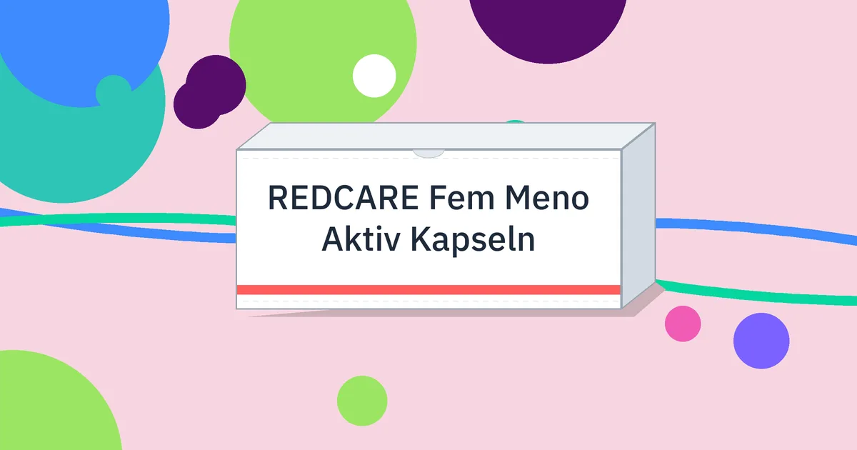 Symbolbild: Packung mit der Aufschrift REDCARE Fem Meno Aktiv Kapseln (PZN 19359821) – Verfügbarkeit und Bezug in Apotheken in Frankfurt am Main