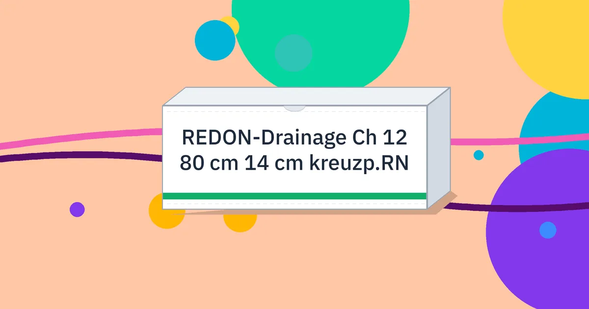 Symbolbild: Packung mit der Aufschrift REDON-Drainage Ch 12 80 cm 14 cm kreuzp.RN (PZN 17483540) – Verfügbarkeit und Bezug in Apotheken in Frankfurt am Main
