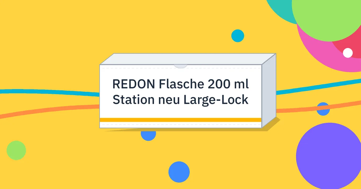 Symbolbild: Packung mit der Aufschrift REDON Flasche 200 ml Station neu Large-Lock (PZN 18054723) – Verfügbarkeit und Bezug in Apotheken in Frankfurt am Main