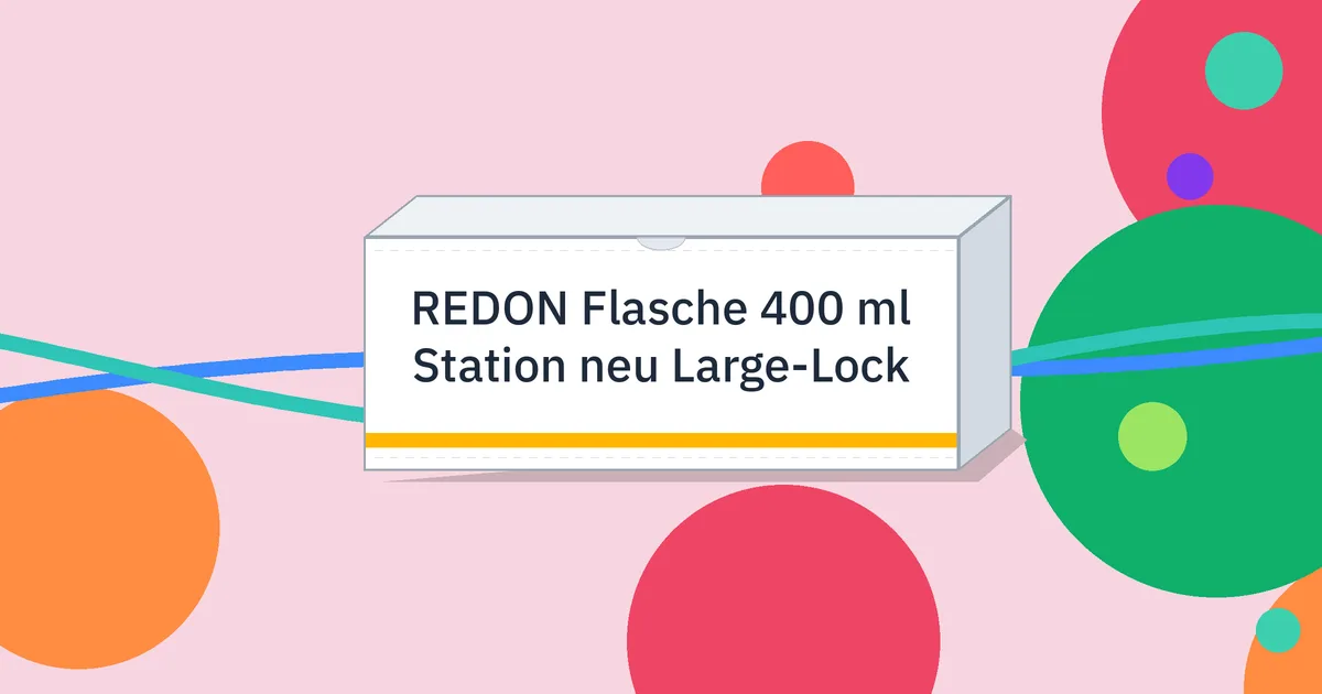 Symbolbild: Packung mit der Aufschrift REDON Flasche 400 ml Station neu Large-Lock (PZN 18054806) – Verfügbarkeit und Bezug in Apotheken in Frankfurt am Main