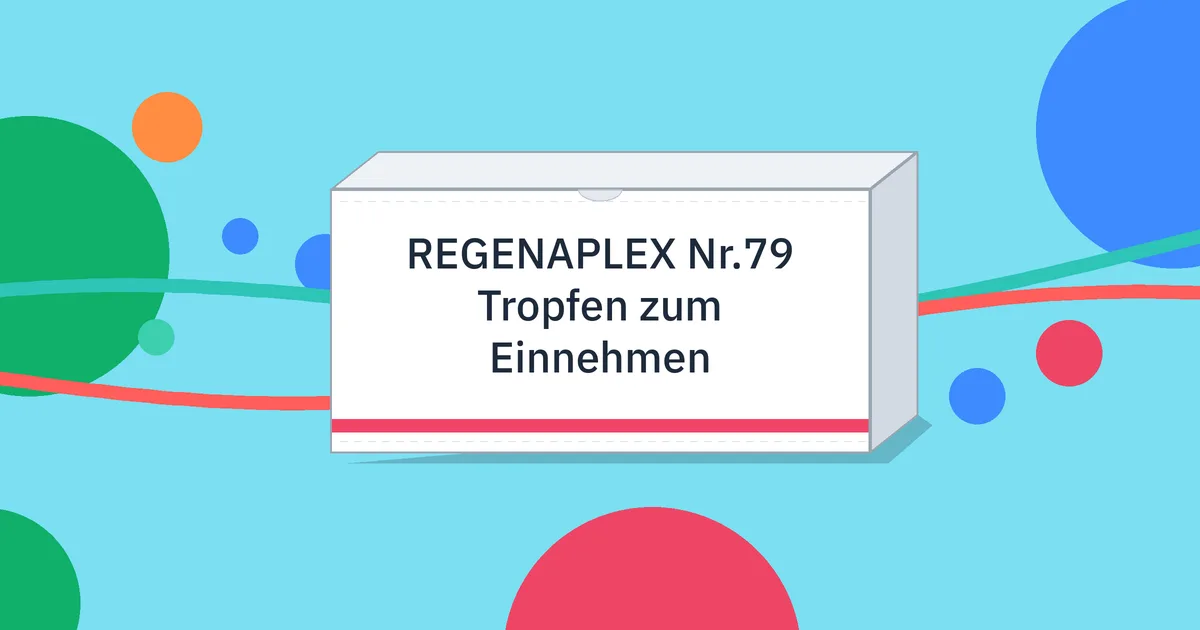 Symbolbild: Packung mit der Aufschrift REGENAPLEX Nr.79 Tropfen zum Einnehmen (PZN 02643328) – Verfügbarkeit und Bezug in Apotheken in Frankfurt am Main