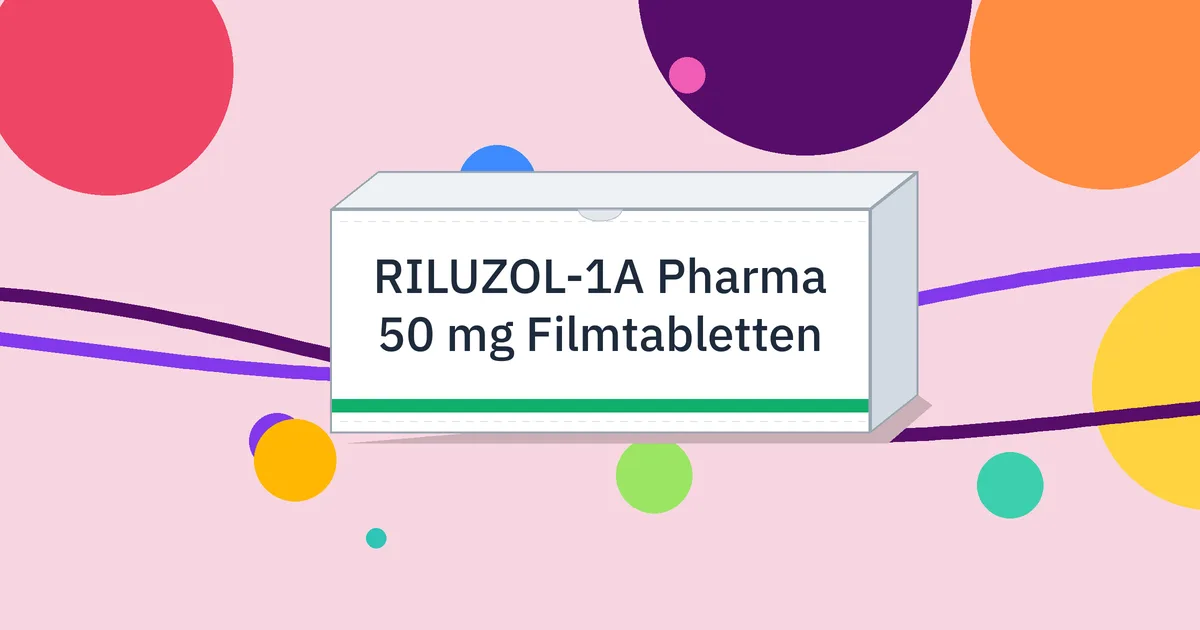 Symbolbild: Packung mit der Aufschrift RILUZOL-1A Pharma 50 mg Filmtabletten (PZN 18156406) – Verfügbarkeit und Bezug in Apotheken in Frankfurt am Main