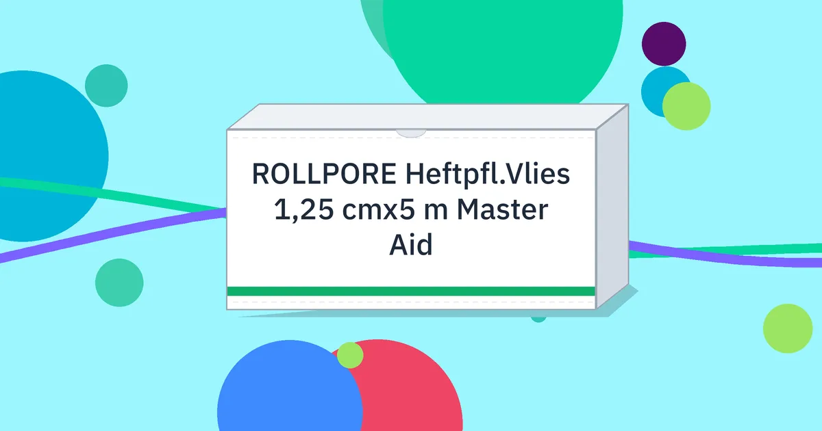 Symbolbild: Packung mit der Aufschrift ROLLPORE Heftpfl.Vlies 1,25 cmx5 m Master Aid (PZN 20128788) – Verfügbarkeit und Bezug in Apotheken in Frankfurt am Main