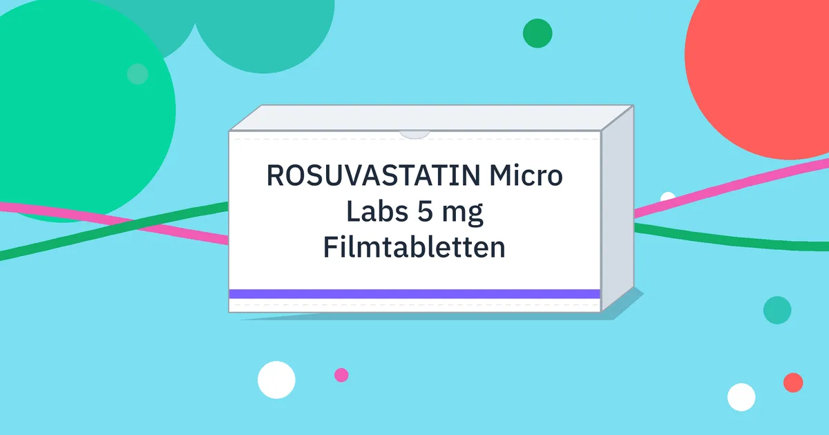 Symbolbild: Packung mit der Aufschrift ROSUVASTATIN Micro Labs 5 mg Filmtabletten (PZN 18152905) – Verfügbarkeit und Bezug in Apotheken in Frankfurt am Main