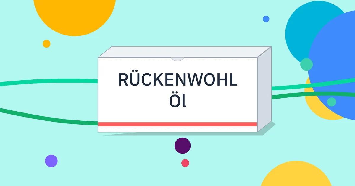 Symbolbild: Packung mit der Aufschrift RÜCKENWOHL Öl (PZN 04655465) – Verfügbarkeit und Bezug in Apotheken in Frankfurt am Main