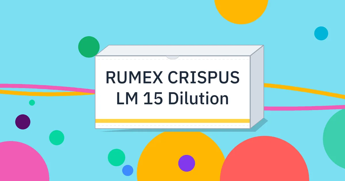 Symbolbild: Packung mit der Aufschrift RUMEX CRISPUS LM 15 Dilution (PZN 13172808) – Verfügbarkeit und Bezug in Apotheken in Frankfurt am Main