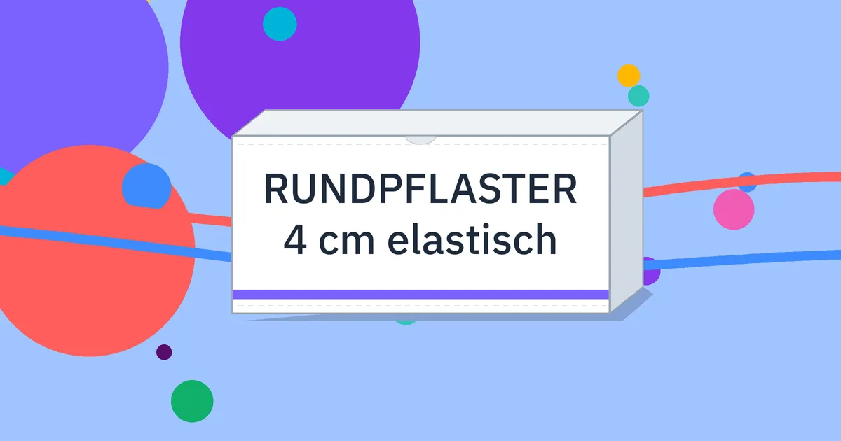 Symbolbild: Packung mit der Aufschrift RUNDPFLASTER 4 cm elastisch (PZN 07624382) – Verfügbarkeit und Bezug in Apotheken in Frankfurt am Main